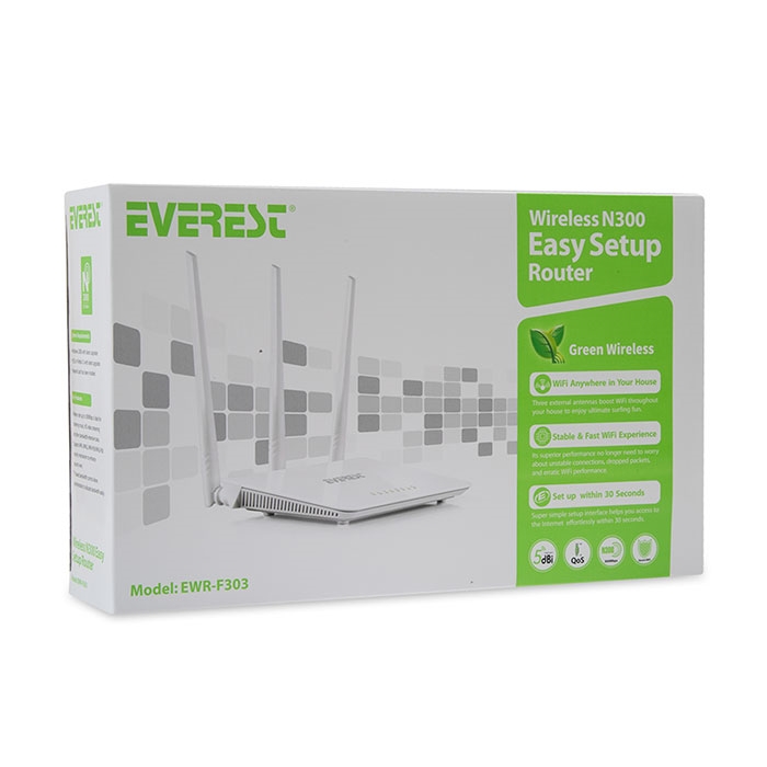 EVEREST WIRELESS N300 EWR-F303 300MBPS 4 PORT 3 ANTEN 2.4GHz INDOOR ...